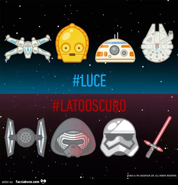Star Wars. Da che parte state? Luce. Lato Oscuro - Facciabuco.com